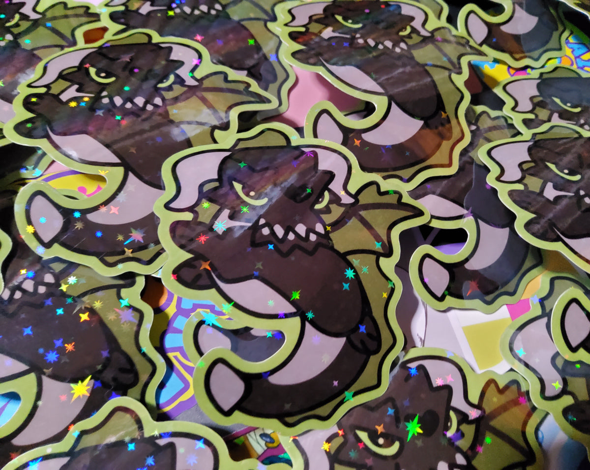 Chibi Eclipse the Black Swamp Dragon All Grown Up Sticker| Lairbrew