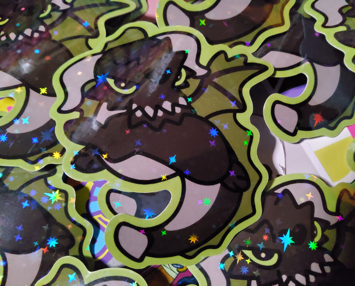 Chibi Eclipse the Black Swamp Dragon All Grown Up Sticker| Lairbrew