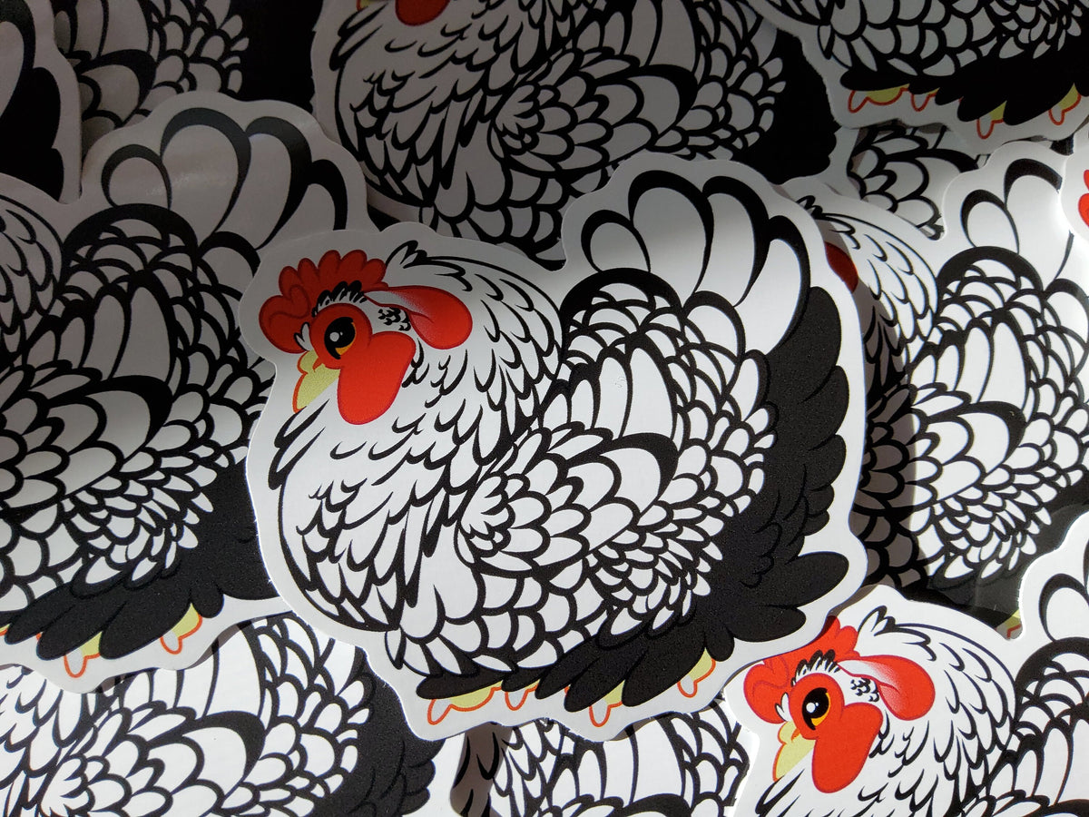 CLEARANCE - Silver Laced Cochin Chicken Sticker| Lairbrew